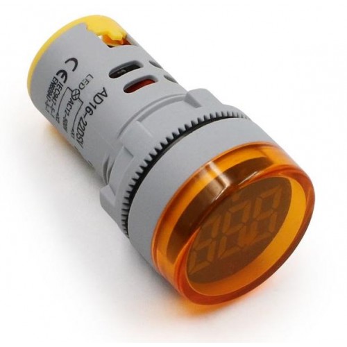 22mm Yellow Digital Voltmeter for AC Monitoring in India